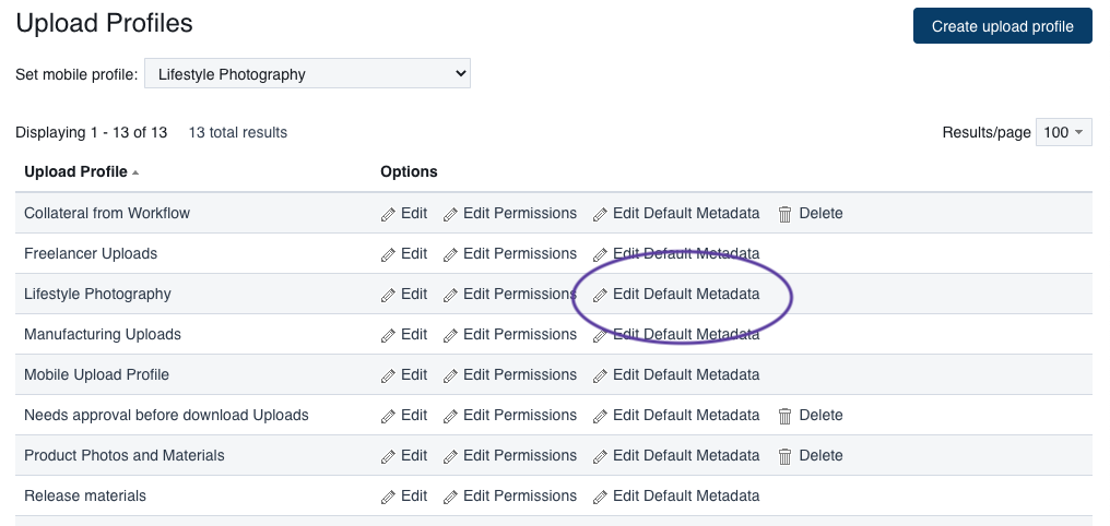 How do I create pre-populated free text metadata fields in upload profiles?