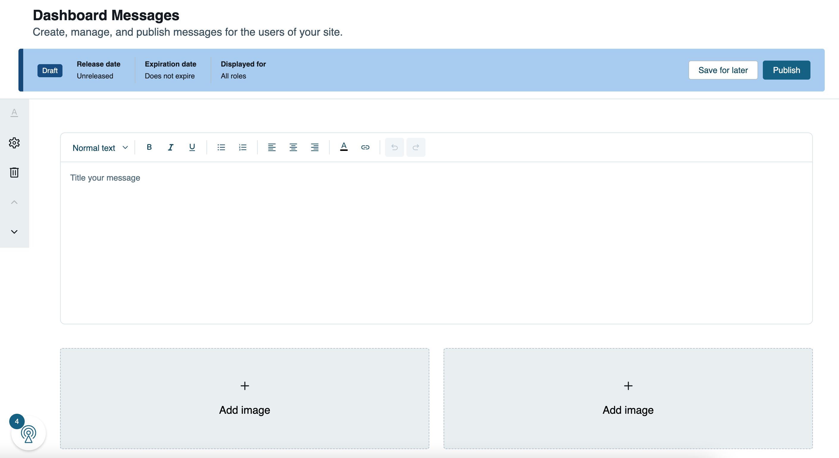 How do I create dashboard messages?