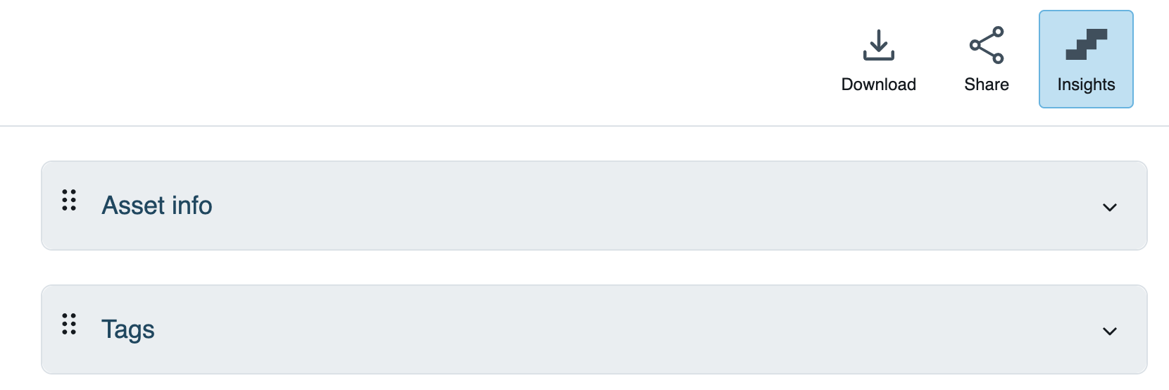 What data can I see in asset insights?