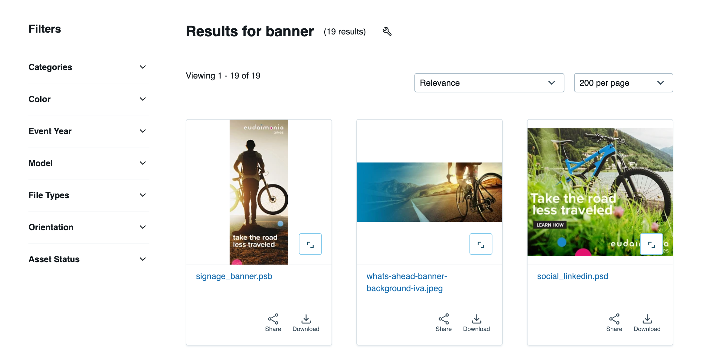 How do I share assets?