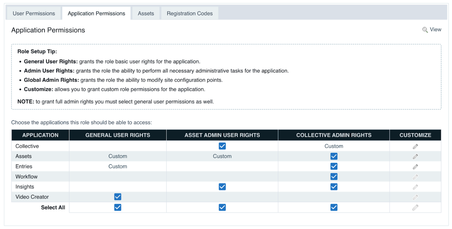 How do I enable application permissions for roles?