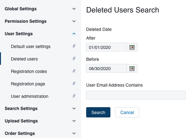 How do I search for deleted users?