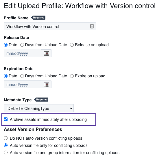 How do I archive assets?