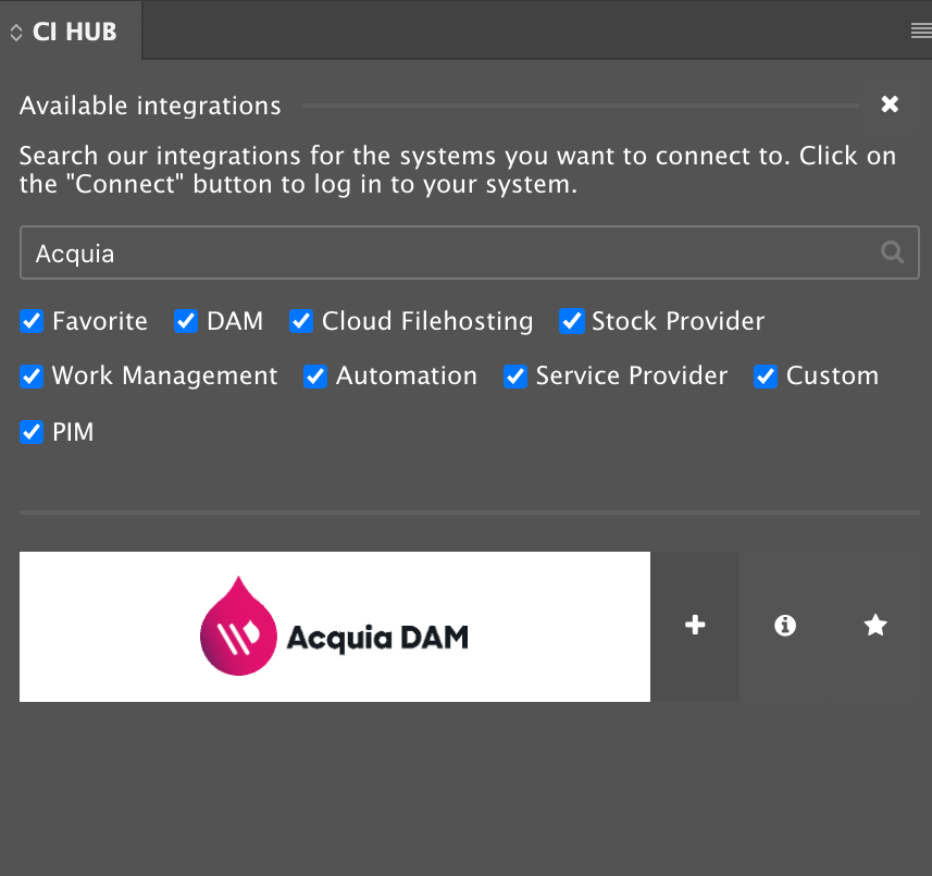 How do I install CI HUB and connect it to Acquia DAM?