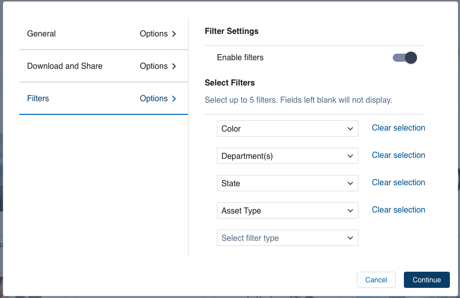 How do I see a larger preview of assets in a portal?
