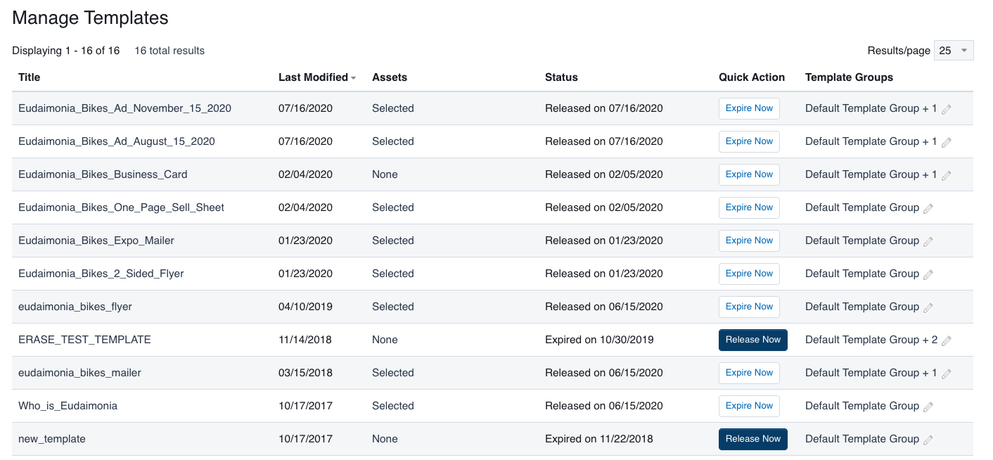 What happens after templates are uploaded to Acquia DAM?
