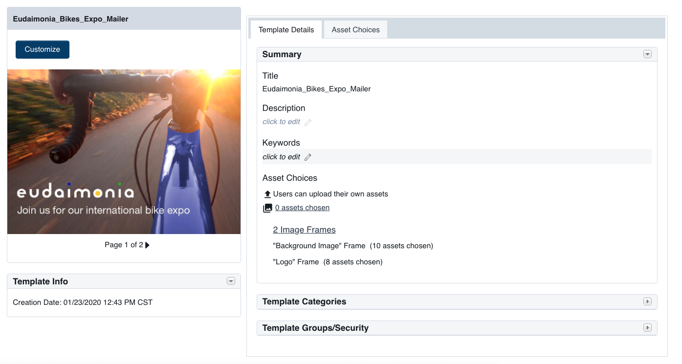 Where can I see template details?
